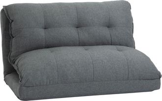 HOMCOM Bodenstuhl 2-in-1 Bodensofa Schlafsofa 13 Positionen Verstellbare Rückenlehne für Wohnzimmer Leinen 100 x 71 x 54 cm Grau