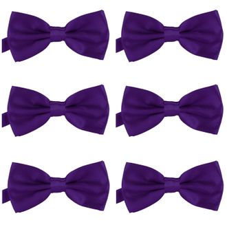 DonDon 6er Set Herren Fliege 12 x 6 cm gebunden und l&auml;ngenverstellbar violett