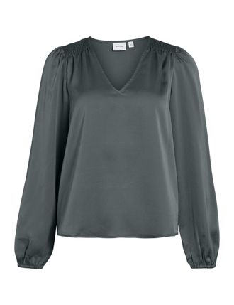 Vila Viellette L/S Smock Satin Top - Noos