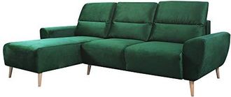 Selsey Briallen - Sofa in L-Form, Ecksofa mit Samtbezug, Schlaffunktion und Bettkasten, 262 cm breit (Dunkelgrün, Ottomane Links)