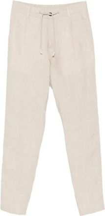 Eleventy Homme, Pantalons, Beige, Taille: W34 Pantalon de Lin &agrave; Cordon de Serrage