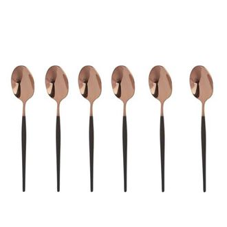 KASANOVA Lot de 6 cuill&egrave;res &agrave; caf&eacute; noir et rose dor&eacute; Luxy