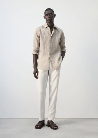 Mango Chemise slim-fit 100 % lin sable - Homme - XS - MANGO MAN