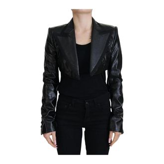 Dolce & Gabbana Lackleder Cropped Jacket - - Jackets - Damen - Schwarzk - S