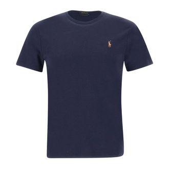 Polo Ralph Lauren Blau Baumwoll T-Shirt mit Besticktem Logo - - Tops - Herren - Blau - 2XL