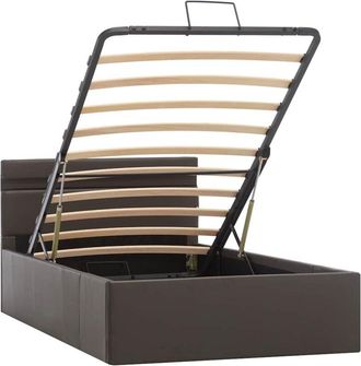 vidaXL Bett mit Bettkasten Hydraulisch LED Grau Kunstleder 100x200 cm vidaXL