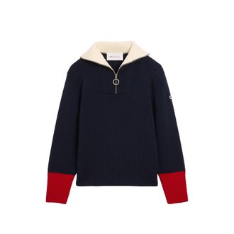 Ami Zipped Collar Wool Sweater