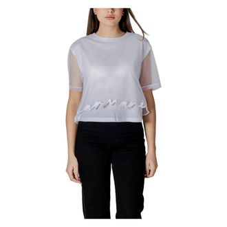A|X Armani Exchange Femme, Blouses et Chemises, Blanc, Taille: 40 FR T-shirt Blanc en Coton pour Femmes