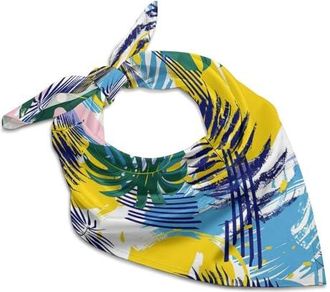 Generic Foulard carré en soie avec feuilles abstraites tropicales légères et abstraites pour cheveux, foulard respirant, cadeau pour homme et femme, multicolo