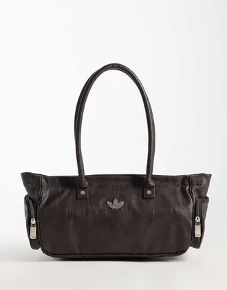 adidas Originals lange Schultertasche in verwaschenem Braun