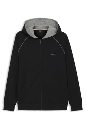BOSS Herren Mix&Match Jacket H Hoodie aus Stretch-Baumwolle mit Rei&szlig;verschluss und Kontrastpaspeln Schwarz001 XXL