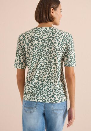 Cecil Kurzarmshirt Sommershirt Shirt mit Kn&ouml;pfen und Leo-Print