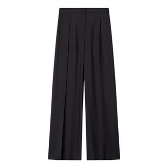 Emporio Armani Femme, Pantalons, Noir, Taille: 42 FR Pantalon Large &agrave; Plis Profonds