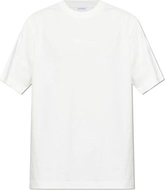 Burberry Homme, Tops, Blanc, Taille: S Check Cursive Logo Cotton T-shirt