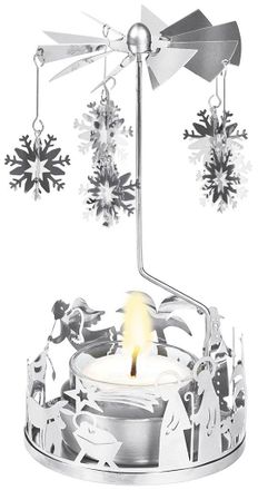 Moses Teelichtkarussell, Edelstahl, Silber, 7.8 x 7.8 x 13.5 cm