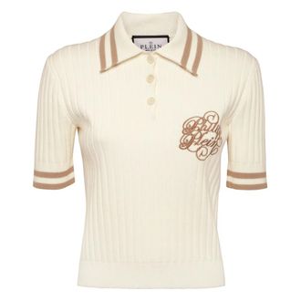 Philipp Plein Femme, Tops, Blanc, Taille: 40 FR Polo en maille