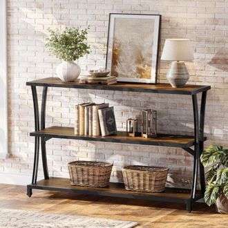 Tribesigns Tribesigns Table Console, Table Fine dAppoint 3 &Eacute;tag&egrave;res, 110 &times; 30 &times; 80 cm, Table dEntr&eacute;e Rustique avec &Eacute;tag&egrave;res de Rangement, Style Industriel