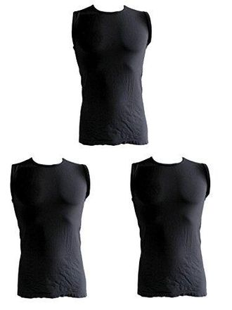 Sensi 3 Maillot sans Manches Homme, Debardeur en Microfibre, sous Vetements Seamless, ANTIBACTERIOSTATIQUE, PERSPIRANT Made in Italy Noir Charbon Blanc M L 