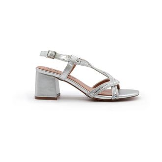 Bibi Lou Silberne Sandalen mit Glitzerndem Stoffgeflecht - - Shoes - Damen - Grau - 38 EU