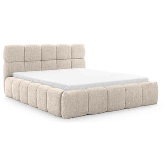 Casanova ELISE - Lit coffre tissu bouclette 160x200cm - Beige