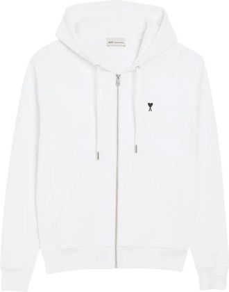 Ami Homme, Sweatshirts et sweats &agrave; capuche, Blanc, Taille: S De Coeur Zip Sweat &agrave; capuche