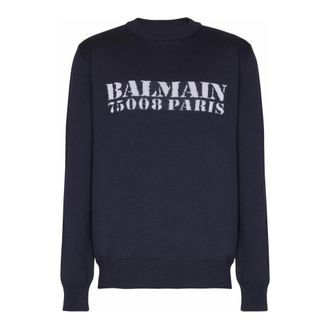 Balmain Stamp Merino Wollpullover - - Knitwear - Herren - Blau - M