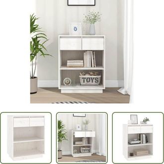 vidaXL Kieferholz - Beistellschrank Wei&szlig; 60x34x75 cm Massivholz Kiefer
