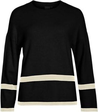 Vila Vila Viril O-Neck Oversize L/S Knit Top-Noos, Noir, M Femme