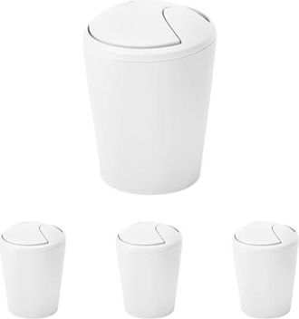 Spirella Kosmetikeimer Move Abfalleimer Schwingdeckeleimer | Kunststoff | 2 Liter |Wei&szlig; (Packung mit 4)