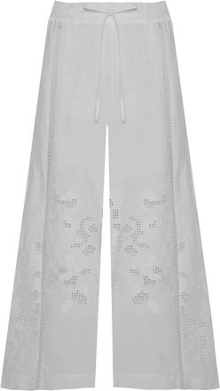 Beatrice .B Femme, Pantalons, Blanc, Taille: 44 FR Pantalon large avec broderies