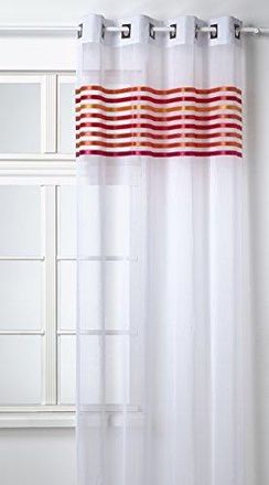 HOME MAISON Homemaison Vorhang, Gardine, Etamin, gestreiftes Muster Oben eingewebt (HM6913488) Mandarinenfarben