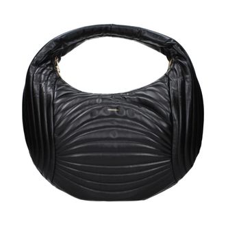 Ferragamo Schwarze Lederhandtasche mit Frontlogo - - Bags - Damen - Schwarzk - ONE SIZE