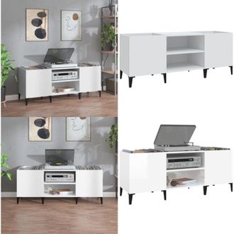 vidaXL Armoire à disques blanc 121x38x48 cm bois dingénierie - Meuble Vinyle - Étagère Disque - Rangement Musique - Bibliothèque Audiophile - Meuble