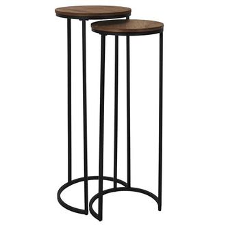 The Home Deco Factory HD0289 Lot de 2 Sellettes Gigognes - Collection Softness - Mobilier Table et Bureau - Dimensions 32,5x80x32,5 cm - Couleur Noir Marron
