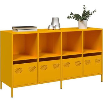 vidaXL Vidaxl - Buffet jaune moutarde 135x39x73,5 cm acier lamin&eacute; &agrave; froid