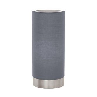 Eglo Lampe de table de chevet Pasteri, lampe de salon à poser en acier et textile, nickel mat, gris, douille E27, tactile, h 22,5 cm