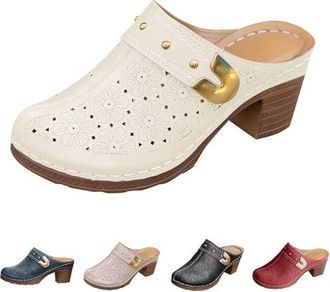 Generic Mules &agrave; bout ferm&eacute; pour femme - Sandales &agrave; talons hauts et &eacute;pais - Soutien de la vo&ucirc;te plantaire - Pantoufles confortables - Chaussures de marche orth