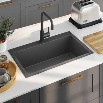 vidaXL Handgemachte Einbausp&uuml;le Schwarz Edelstahl Vidaxl