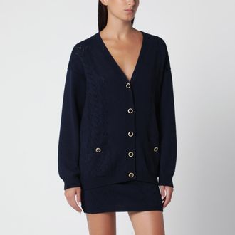 Alessandra Rich Strickcardigan marineblau aus Merinowolle