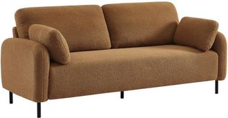 Sweeek Sweeek - 3-Sitzer Sofa mit Boucl&eacute;-Bezug und Metallf&uuml;&szlig;en, Boucl&eacute;, Dunkelbeige