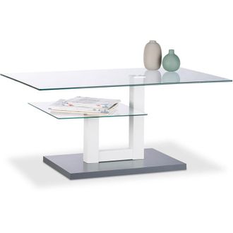 Relaxdays Relaxdays Couchtisch Glas, rechteckig, Glasplatte, kleine Ablage, origineller Sofatisch, HxBxT: 45 x 100 x 60 cm, grau