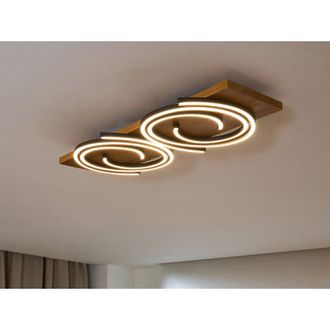 Eco-Light LED Deckenleuchte RIFIA Licht-Schnecke Schwarz Holzbrett, Breite 70cm