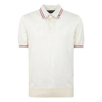 Dolce & Gabbana Polohemd aus glattem Seidenstrick mit Intarsien - - Tops - Herren - Wei&szlig; - M