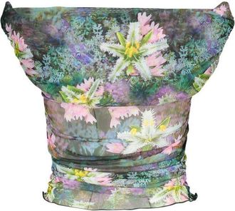 Desigual T-Shirt Gr&uuml;nes Damen T-Shirt mit Muster & Kontrastdetails