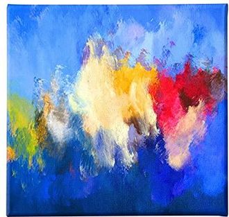 Homemania HM20KNV60x60-30 Farbbild, abstrakt, für Wohnzimmer, Schlafzimmer, Mehrfarbig, Polyester, Holz, 60 x 3 x 60 cm, HM20KNV60 x 60-30