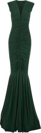 Norma Kamali Femme, Robes, Vert, Taille: 38 FR Robe Longue Sans Manches avec Col en V et Jupe &Eacute;vas&eacute;e