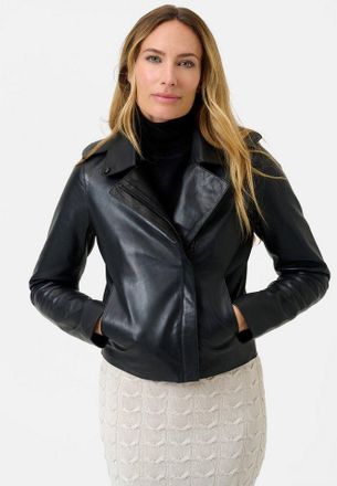 Ricano Lederjacke Juana Lederjacke mit Hemdkragen und Schulterklappen