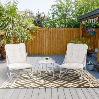 The Home Deco Factory Salon De Jardin - Home Deco Factory - Texas 3pcs - 3 Pi&egrave;ces - H81 X L58 X P82 Cm