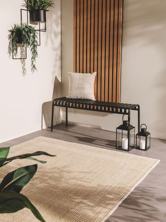 benuta Nest Teppich Cleo - Creme/Beige 200x290 cm - Kunstfaser - Outdoor geeignet - Rechteckig & im Style: Geometrisch, Zickzack, Boho-Style - Pflegeleicht f