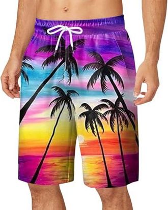 Generic Short de bain d&eacute;t&eacute; pour homme - Paysage d&eacute;t&eacute; insolite - Impression num&eacute;rique avec taille &eacute;lastique - Style d&eacute;contract&eacute; - Tendance - Short de plage - V